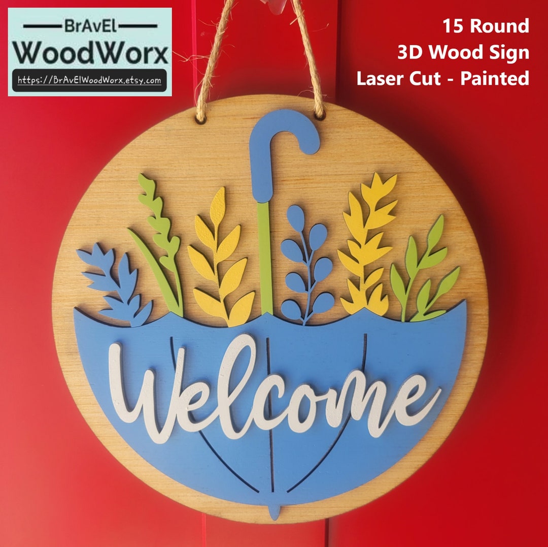 3D Welcome Spring Wood Sign for Door Wall Wreath - Etsy
