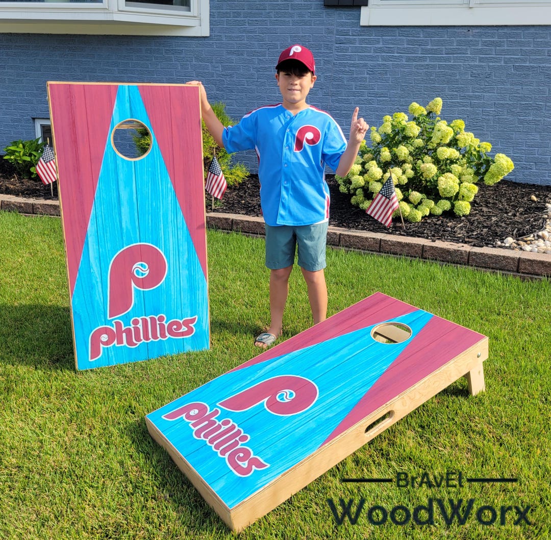 Retro Philadelphia Phillies CORNHOLE SET Baseball MLB Phanatic Bryce ...