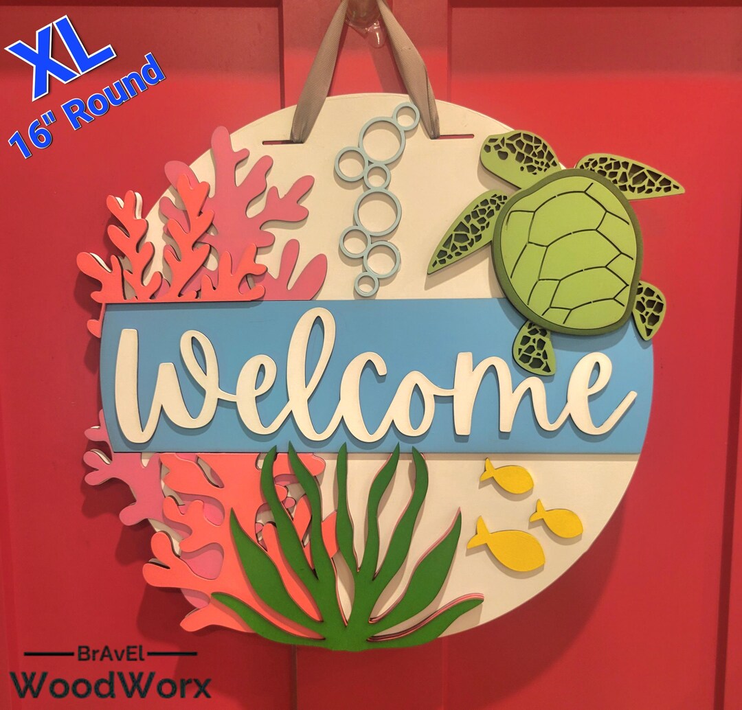 Below the Sea Welcome: Sea Turtle Door Sign – Coastal Charm for Your ...