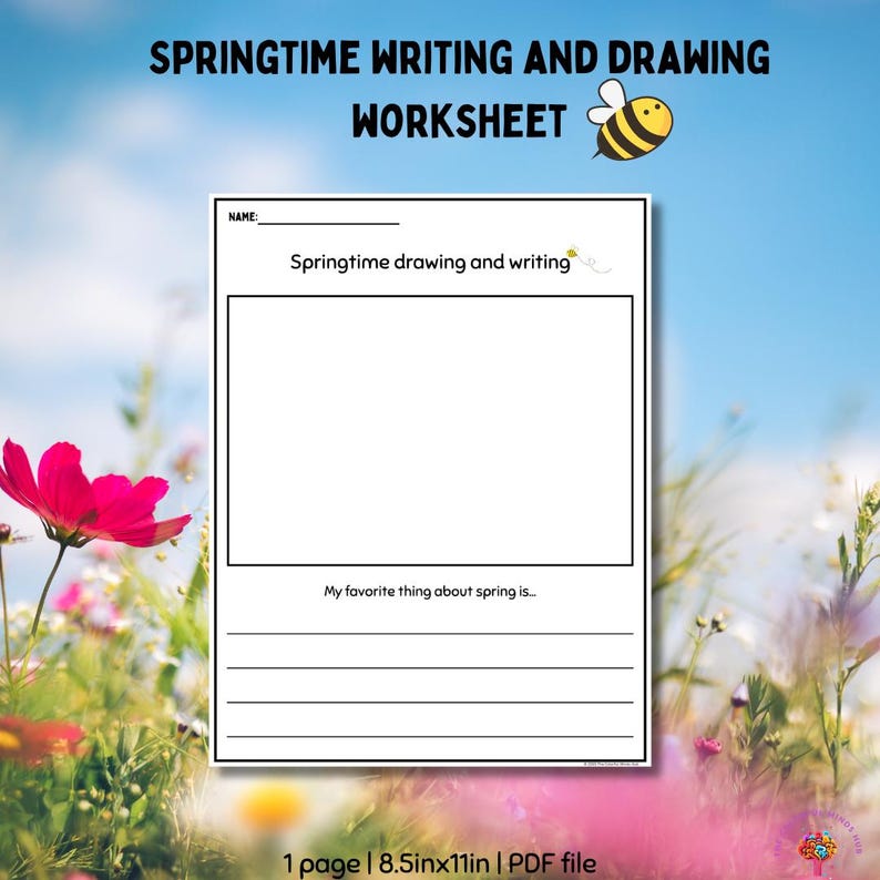 Springtime Drawing and Writing Worksheet - Etsy