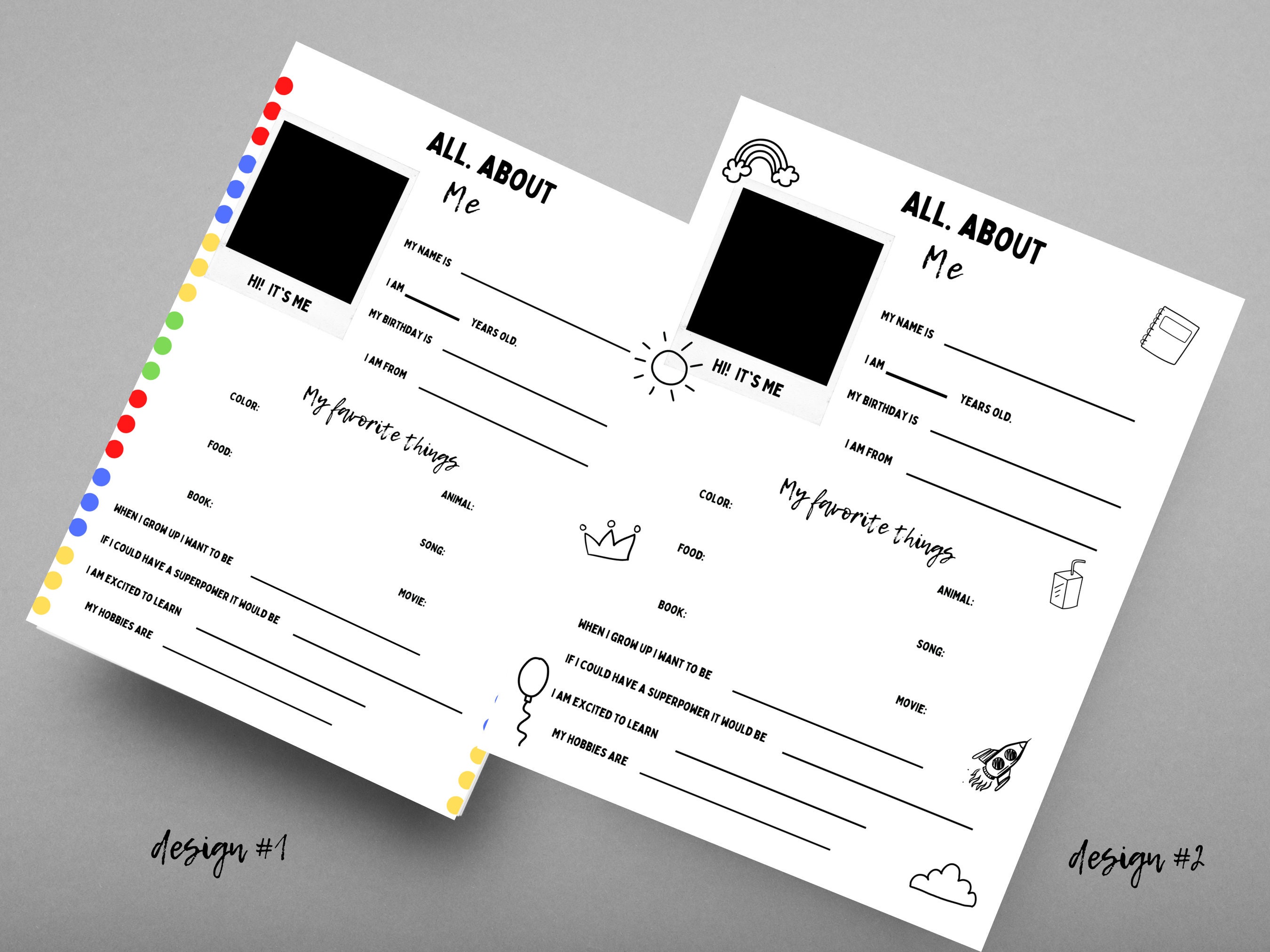 All About Me Bundle | Back to School | 1st Day of School - Etsy