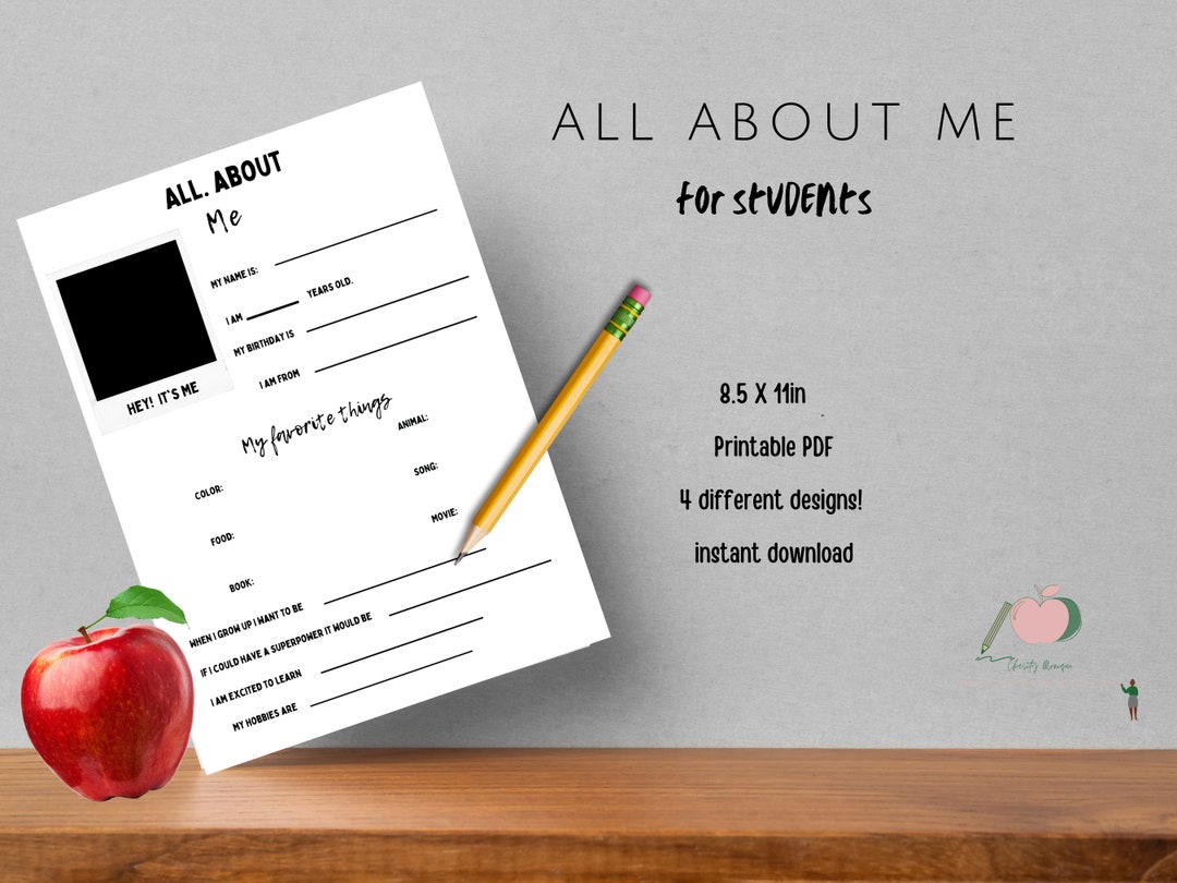 All About Me Bundle | Back to School | 1st Day of School - Etsy