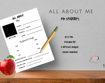 All About Me - Back to School Study - Etsy
