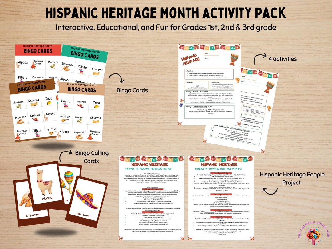 Hispanic Heritage Month Activity Pack | Bingo, Crafts, and More for ...