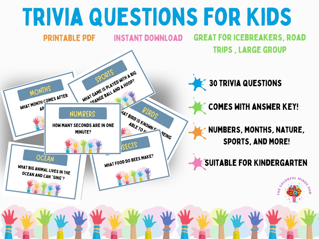 Kindergarten Trivia Cards - Educational Game for Kids - Fun Learning ...