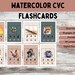 CVC Word Flashcards, Watercolor, Phonics, Learn to Read, Short Vowel ...