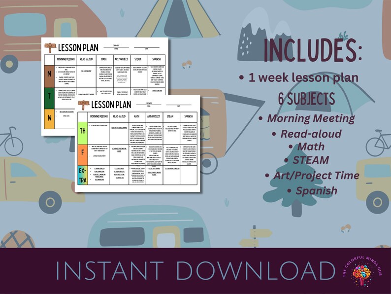 Weekly Summer Lesson Plan | 1-week | Camping Theme | Summer School ...