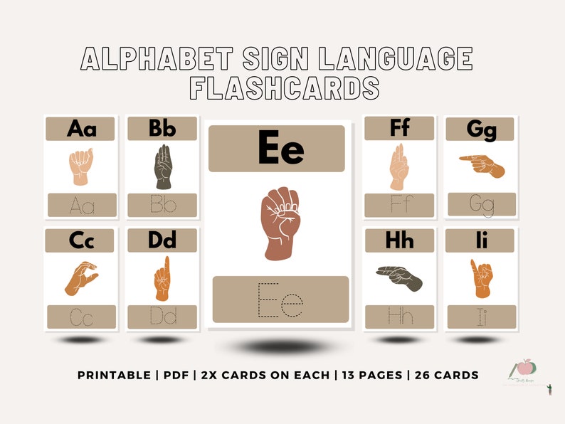ASL ( American Sign Language) Alphabet Flashcards | ASL for Kids ...