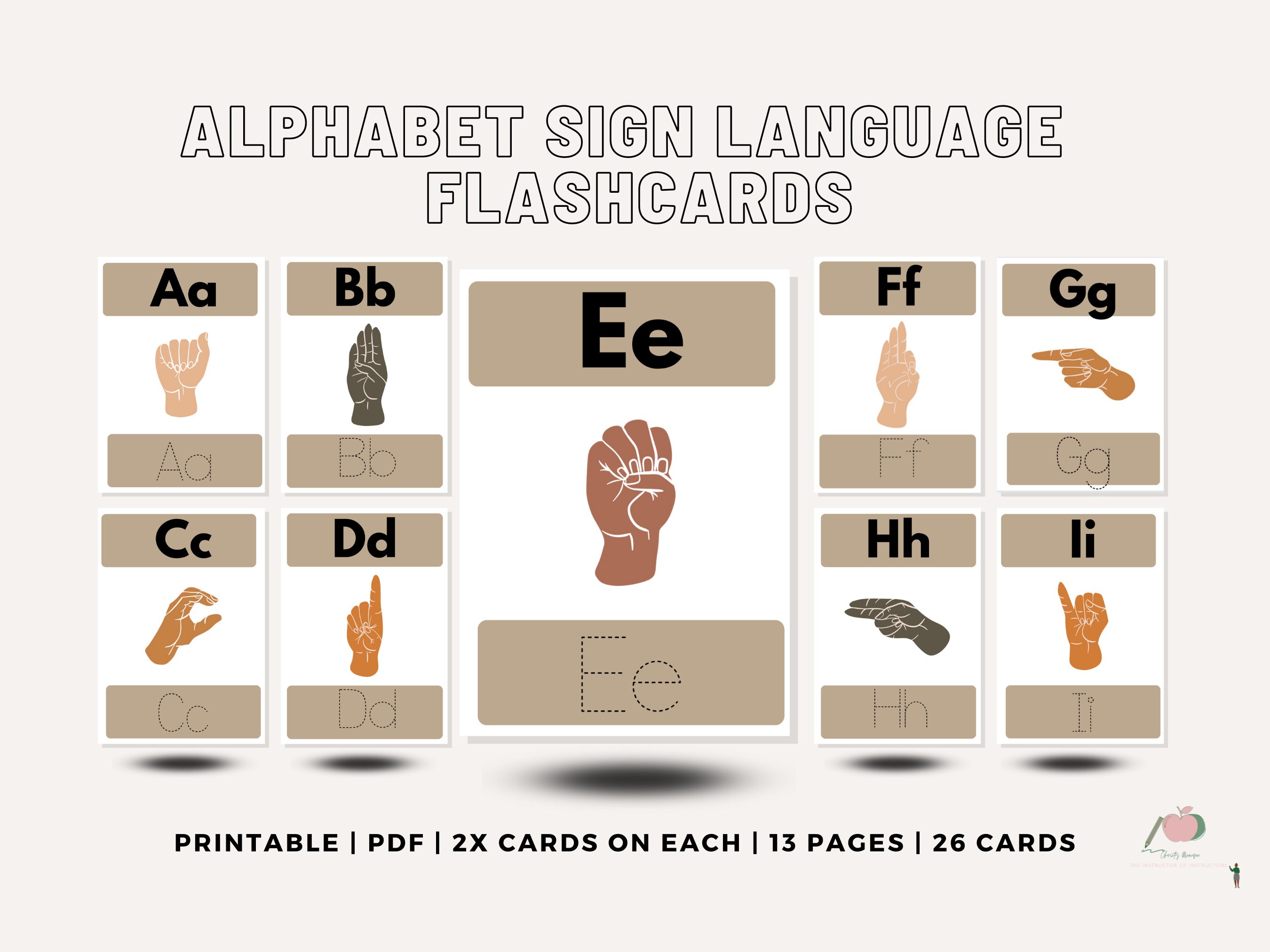 ASL ( American Sign Language) Alphabet Flashcards | ASL for Kids ...