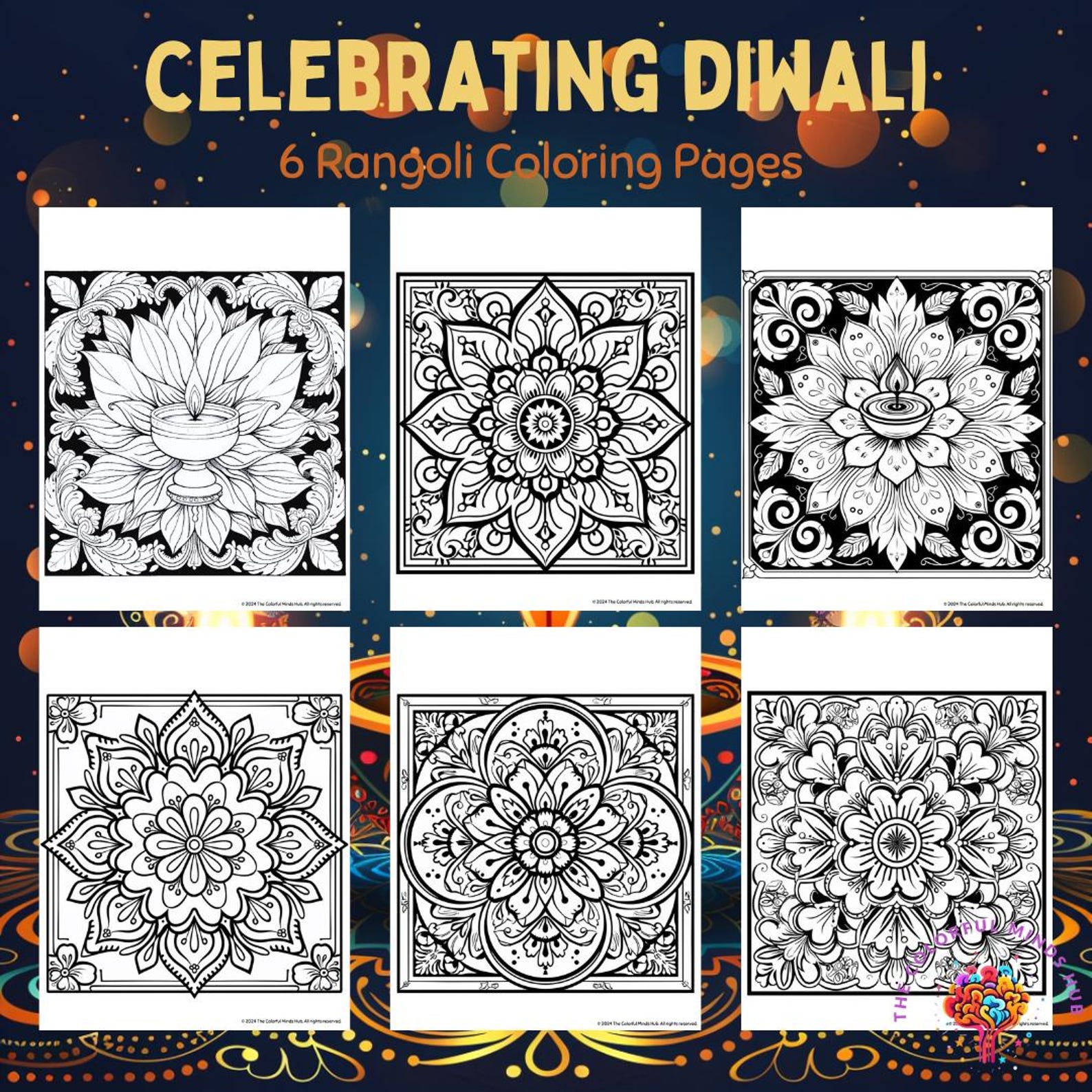 Rangoli Coloring Sheets for Diwali | 6 Printable Pages - Etsy