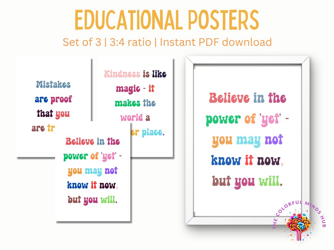 Educational Posters | Classroom Posters | 3 Sets | Inspirational | Wall ...