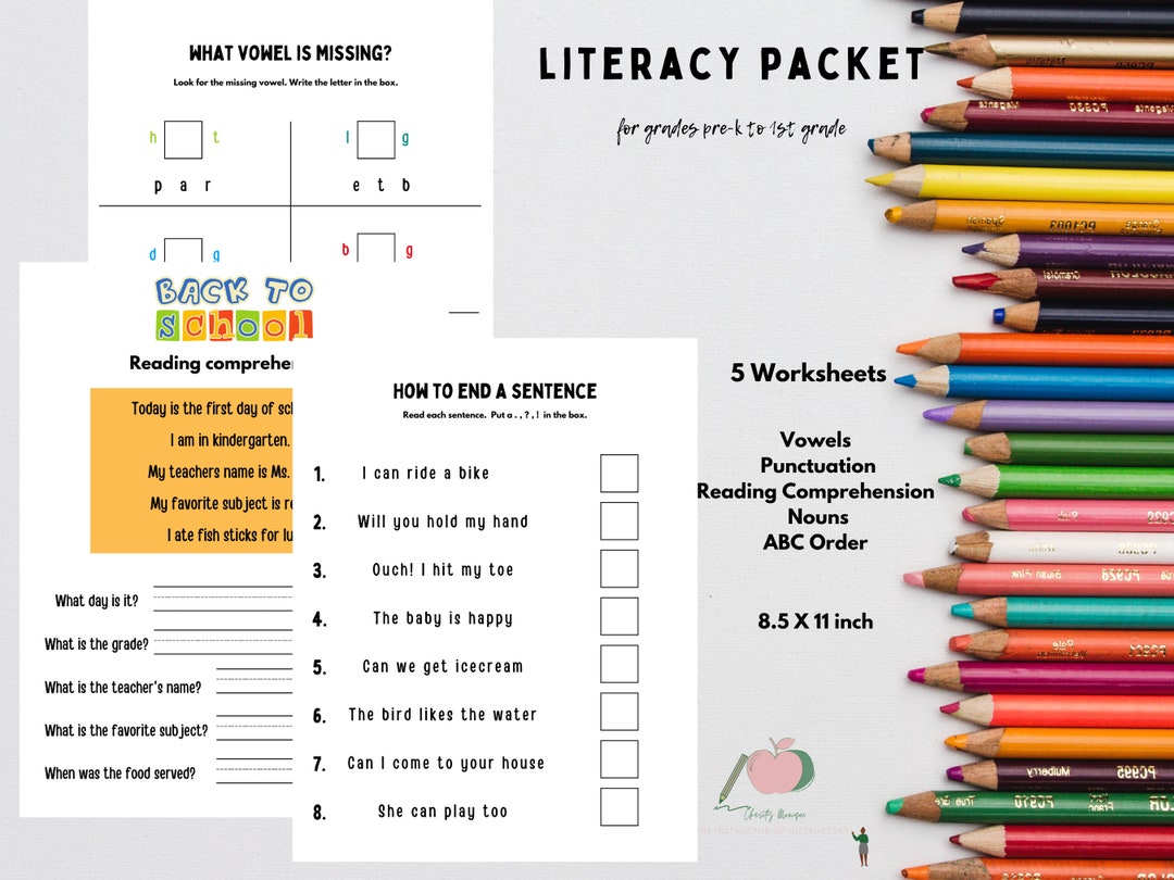 Literacy Packet | Pre-k-1st Grade | Back to School - Etsy