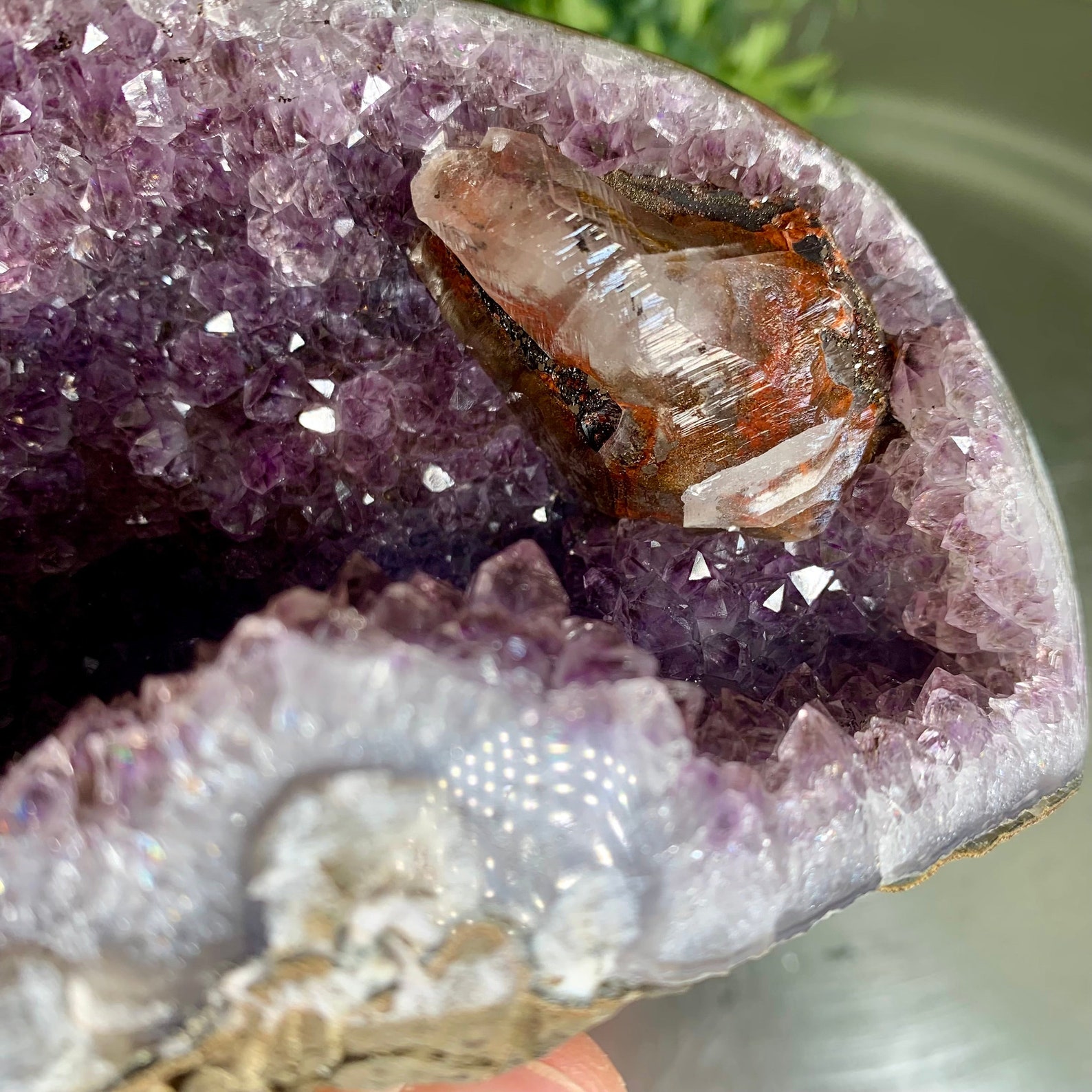 Rare Uruguay Amethyst Geode With Calcite and Hematite - Etsy