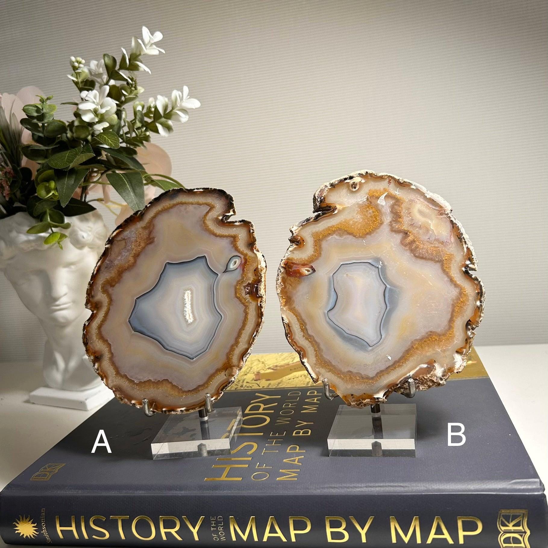 Polished Brazilian Agate Slice – Natural Banding, Crystal Decor - Etsy