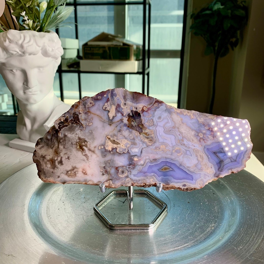 High Quality - Blue Flower Agate Slab / Slice - Etsy