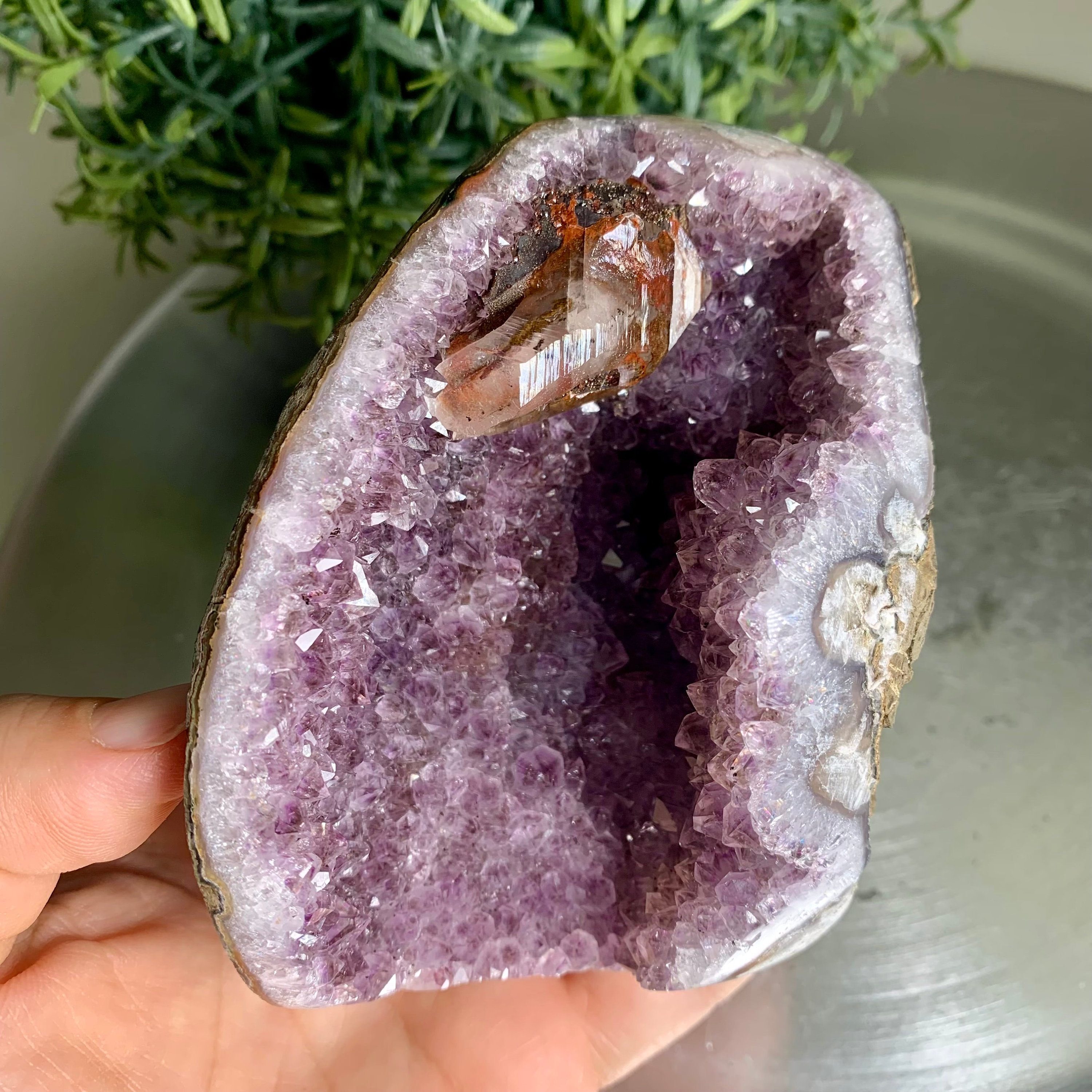 Rare Uruguay Amethyst Geode With Calcite and Hematite - Etsy