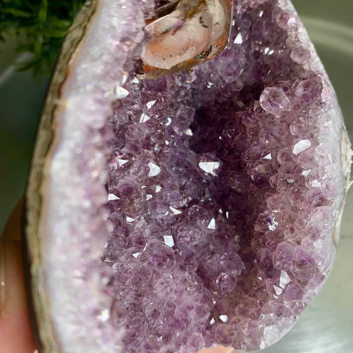 Rare Uruguay Amethyst Geode With Calcite and Hematite - Etsy
