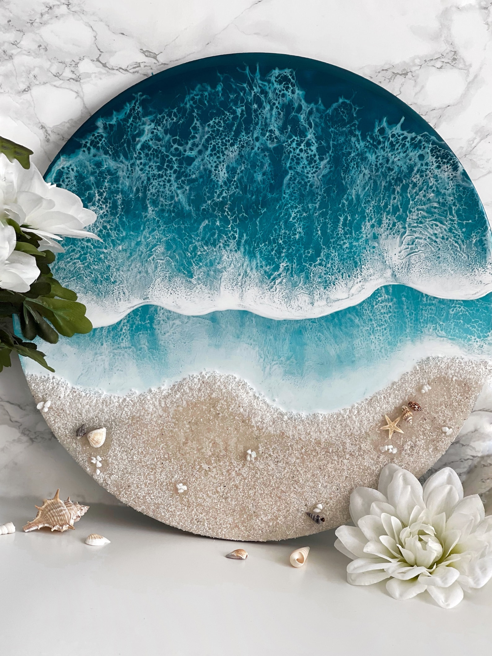 Circle Ocean Art Wooden Circle Art Beautiful Wall Art | Etsy