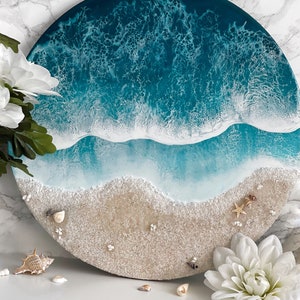 Circle Ocean Art, Wooden Circle Art, Beautiful Wall Art, Hanging Ocean ...