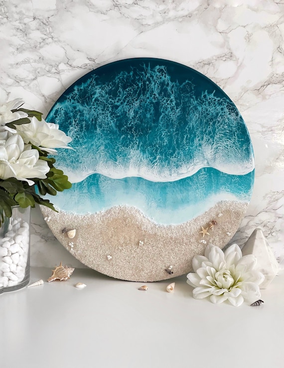 Circle Ocean Art Wooden Circle Art Beautiful Wall Art | Etsy