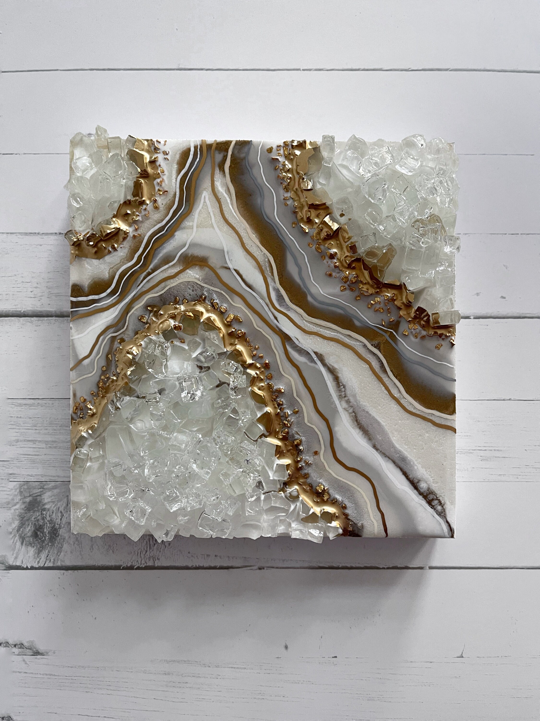 Resin Geode Art White and Gold Geode Wall Art 3D Geode - Etsy UK
