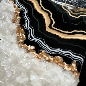 Resin Geode Art, Black Gold Geode Wall Art, 3D Geode, Crystal Geode Art ...