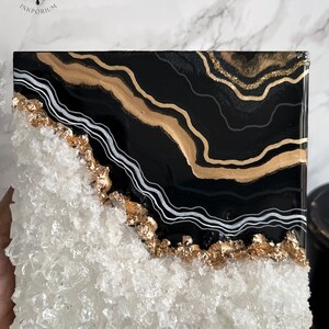Resin Geode Art, Black Gold Geode Wall Art, 3D Geode, Crystal Geode Art ...