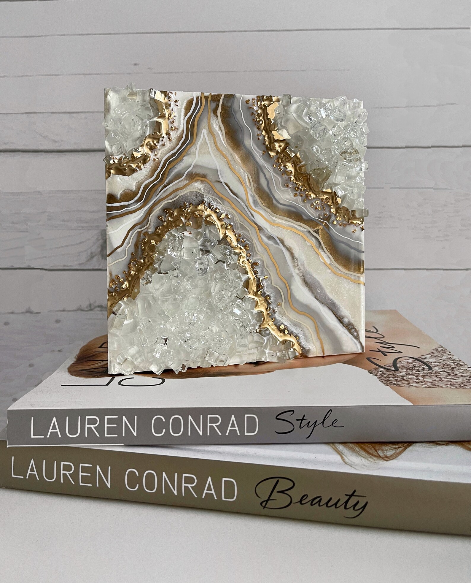 Resin Geode Art White and Gold Geode Wall Art 3D Geode - Etsy