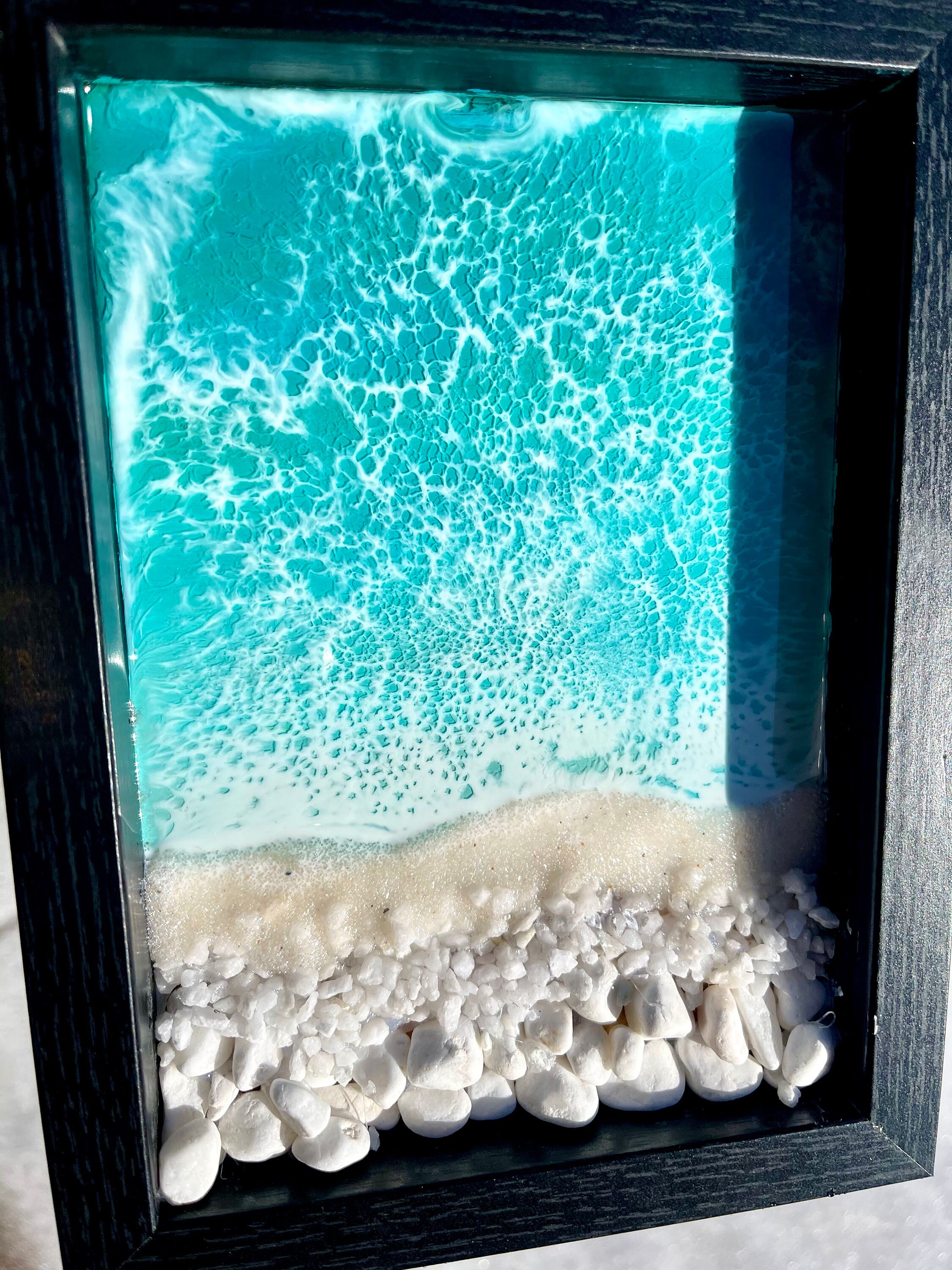 Ingelijst 3D Ocean Beach Wave Shadow Box Sand Beach Art | Etsy