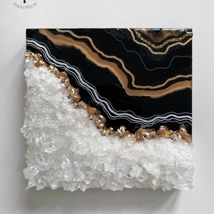 Resin Geode Art, Black Gold Geode Wall Art, 3D Geode, Crystal Geode Art ...