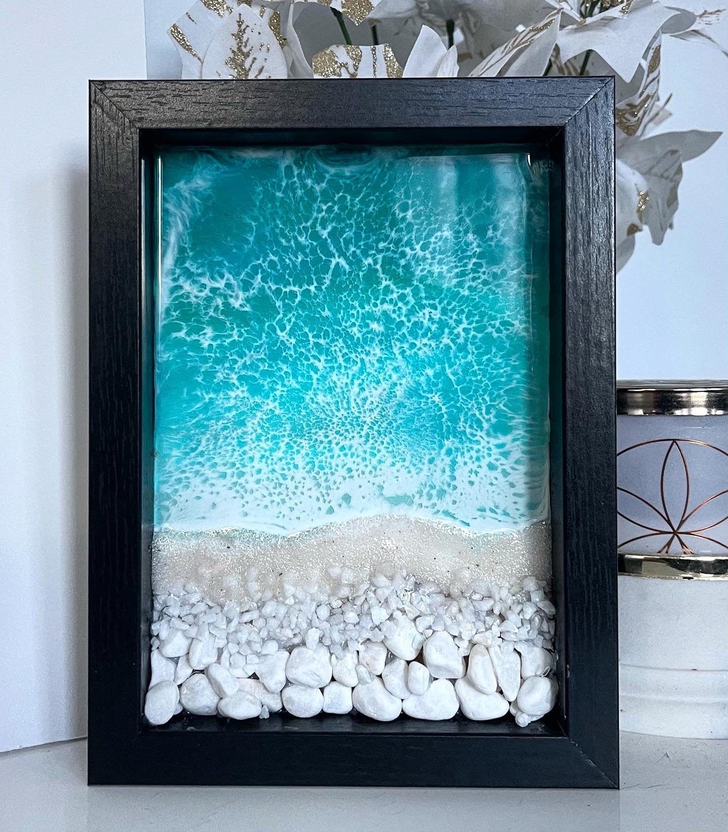 Ingelijst 3D Ocean Beach Wave Shadow Box Sand Beach Art | Etsy