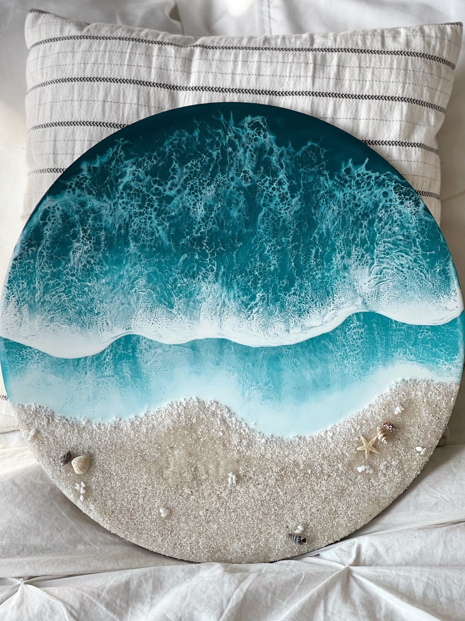 Circle Ocean Art, Wooden Circle Art, Beautiful Wall Art, Hanging Ocean ...