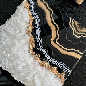 Resin Geode Art, Black Gold Geode Wall Art, 3D Geode, Crystal Geode Art ...