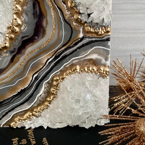 Resin Geode Art, Black and Grey, Gold Geode Wall Art, 3D Geode Painting ...