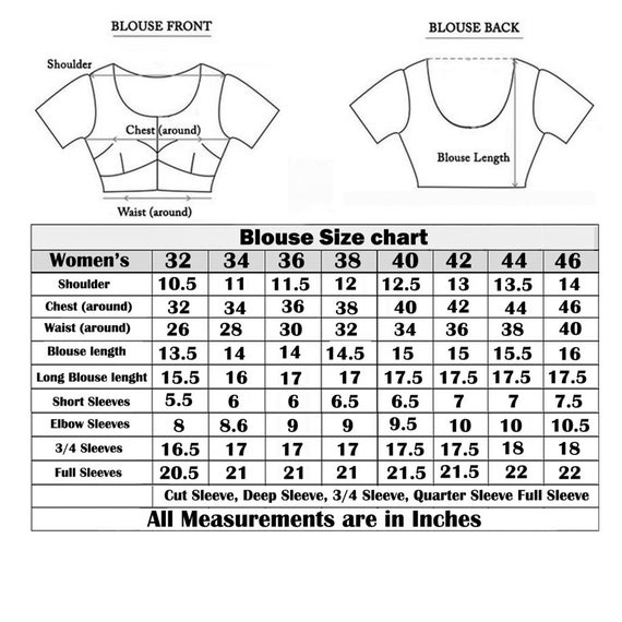 Saree Blouse Size Chart How To Take Blouse Measurement For Online