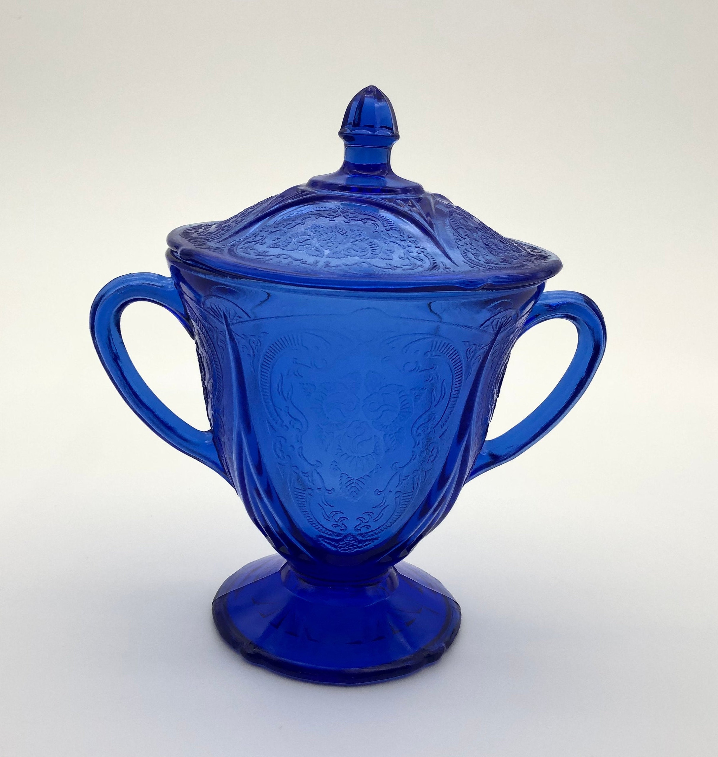 Hazel Atlas Royal Lace Pattern, Cobalt or Ritz Blue Cream and Sugar 3 ...