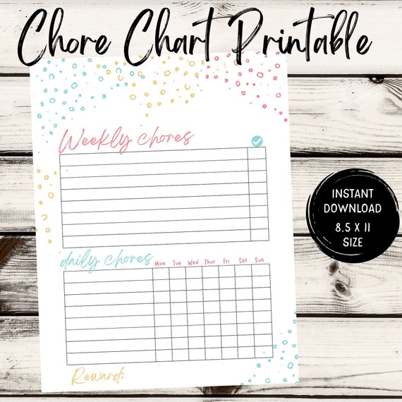 Printable Chore Chart Chore Chart for Kids Editable Chore | Etsy Canada