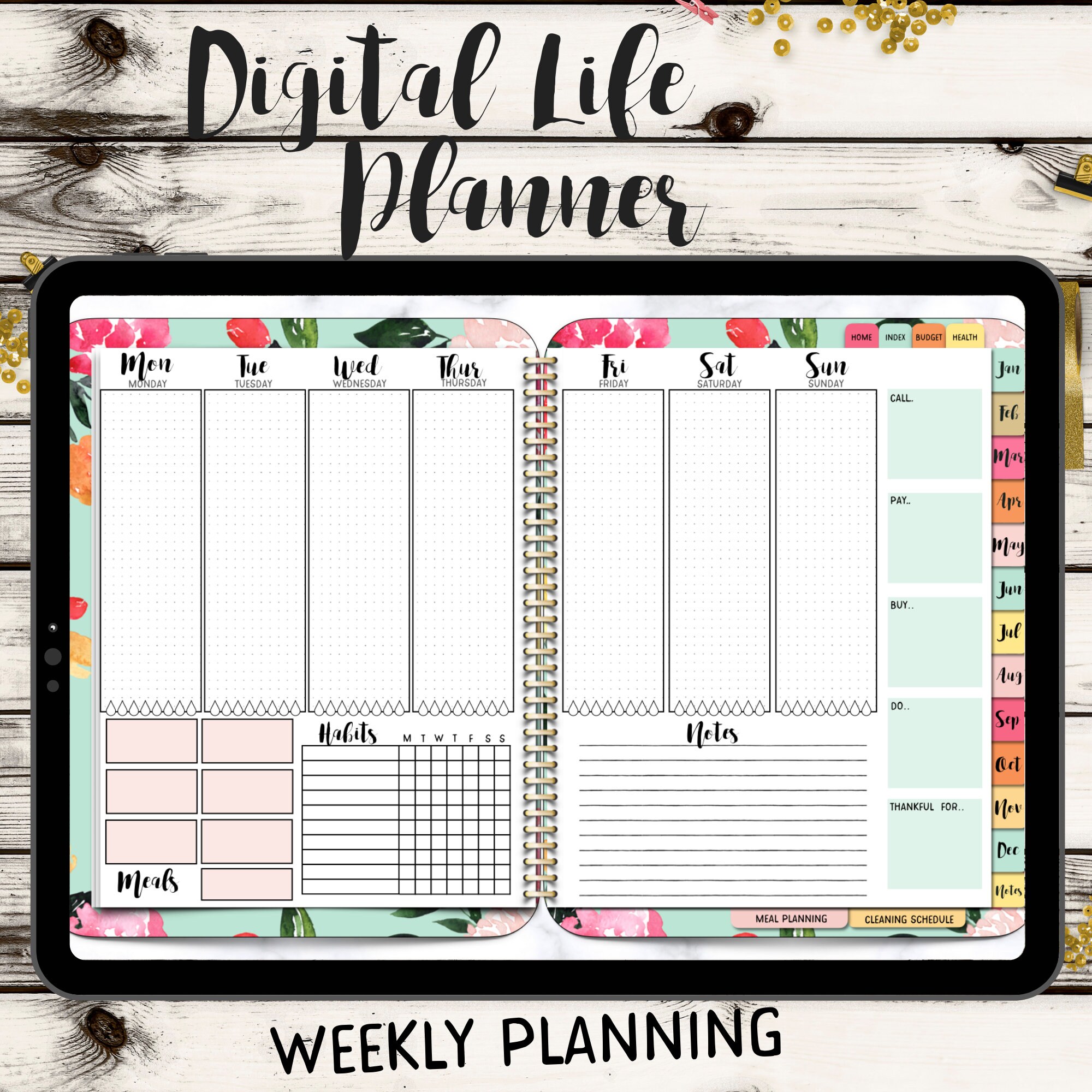 Digital Life Planner, Undated Digital Planner, Goodnotes Planner ...