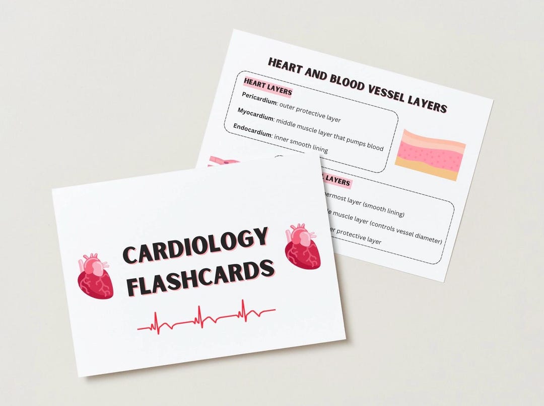 Cardiology Flashcards 65 Digital & Printable Cards on Anatomy ...