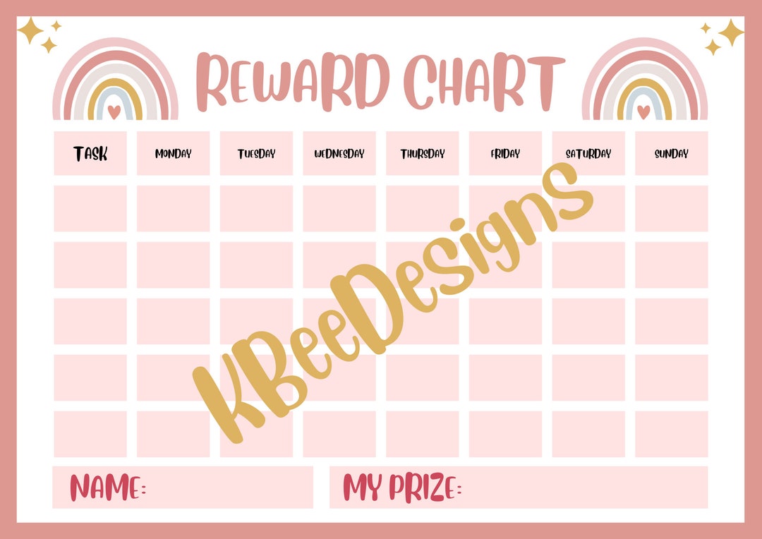 Pink Rainbow Child's Reward Chart | Foster Growth and Positivity - Etsy