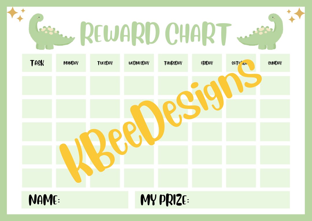 Green Dinosaur Child's Reward Chart | Foster Growth and Positivity - Etsy