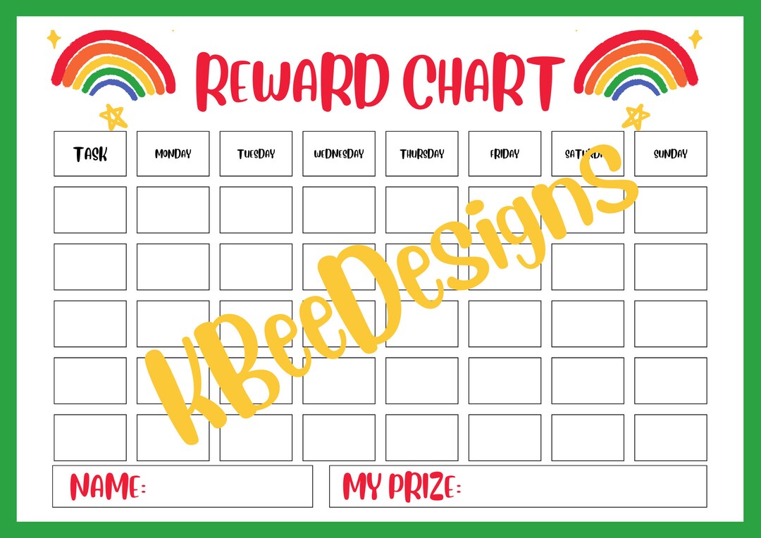 Green Rainbow Child's Reward Chart | Foster Growth and Positivity - Etsy