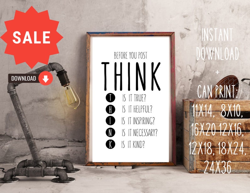 Before You Post THINK Poster/think Before You Post - Etsy