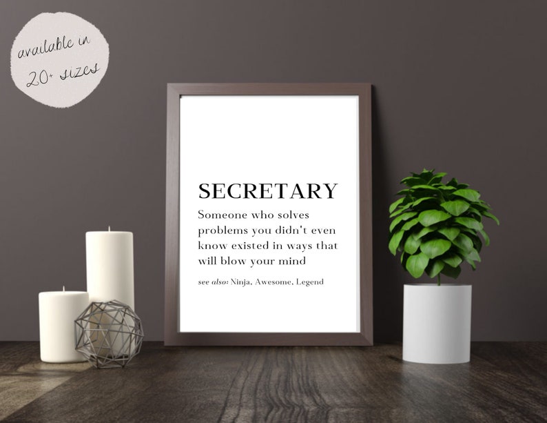 Secretary Definition Print/gift for Secretary/thank You Gift Secretary ...