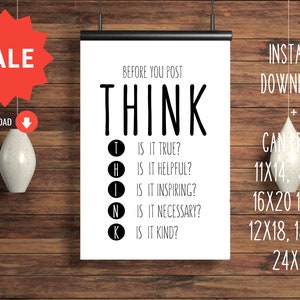 Before You Post THINK Poster/think Before You Post Gift/classroom Decor ...