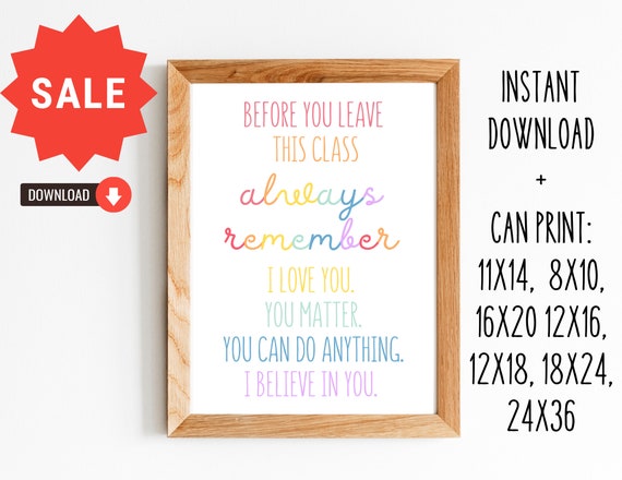 Before You Leave This Class Always Remember/classroom - Etsy