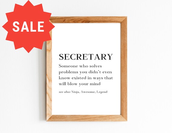 Secretary Definition Print/gift for Secretary/thank You Gift | Etsy