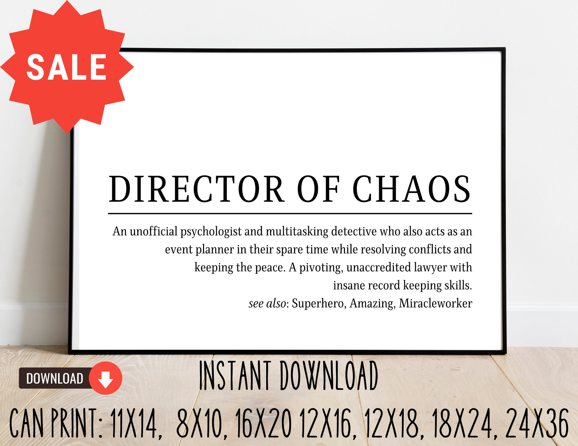 Director of Chaos Gift/director of Chaos Gift/teacher Appreciation/8x10 ...