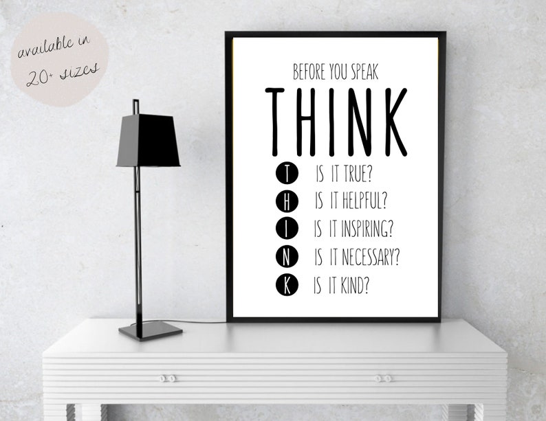 Before You Speak THINK Poster/gift for Classroom Think Before - Etsy