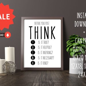Before You Post THINK Poster/think Before You Post Gift/classroom Decor ...